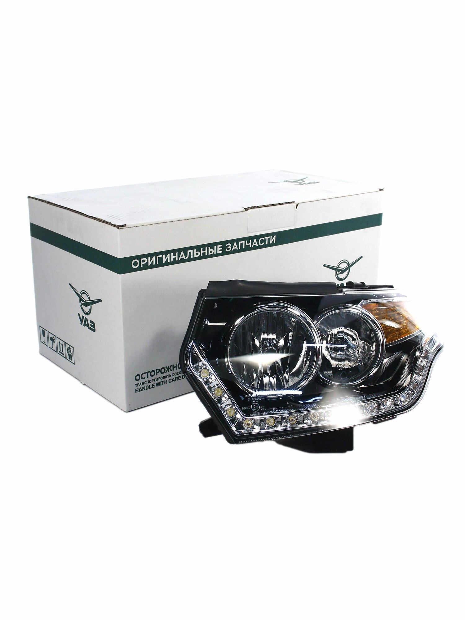 Фара УАЗ Патриот (левая) Рестайлинг 2014 г. в. (со светодиодами)
