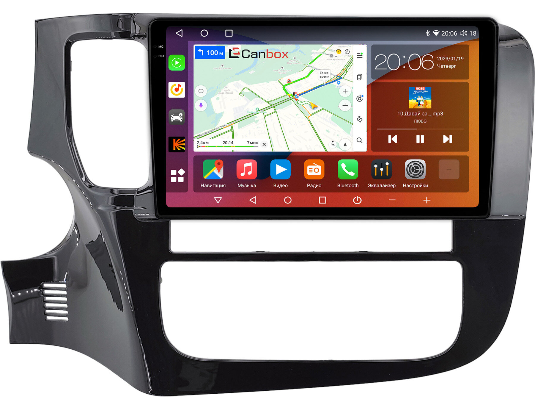 Штатная магнитола Mitsubishi Outlander 3 2012-2024 (глянцевая) Canbox H-Line 2K 4184-9-0145 Android 10 (4G-SIM, 6/128, DSP, QLed)