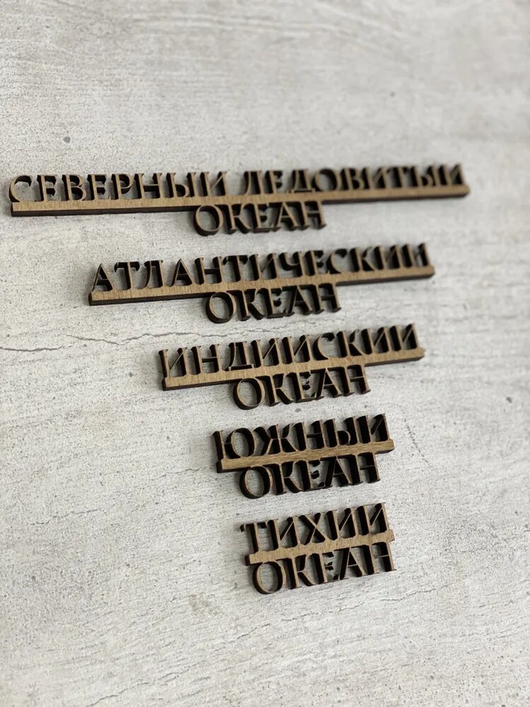 Названия океанов в дополнение к карте мира Woodpecker decor/ украшение на стену на клейкой основе/ слова