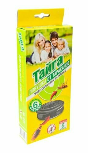 Ловушка от тараканов "Тайга" длительного действия, 6 шт