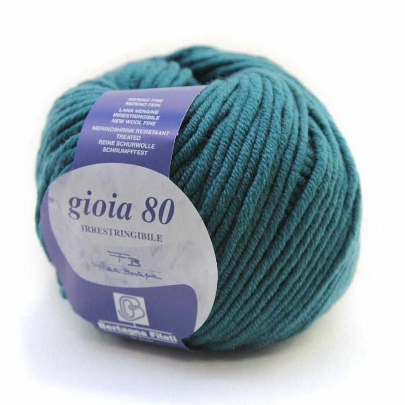 Пряжа Gioia 80 (Bertagna Filati), морская волна - 4005, 100% меринос суперфайн, 2 мотка, 50 г, 80 м.
