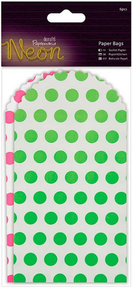 Docrafts PMA174213 Набор декоративных мини конвертиков Pink & Green Neon, 6 шт