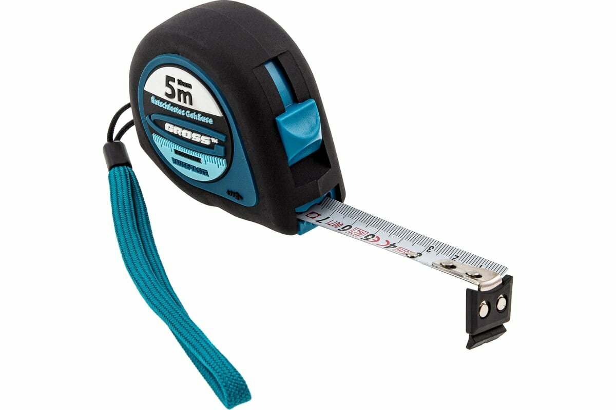 GROSS Ergonomisch рулетка 5 м 19 мм, магнитный обрезиненный зацеп 31102 с точной шкалой
