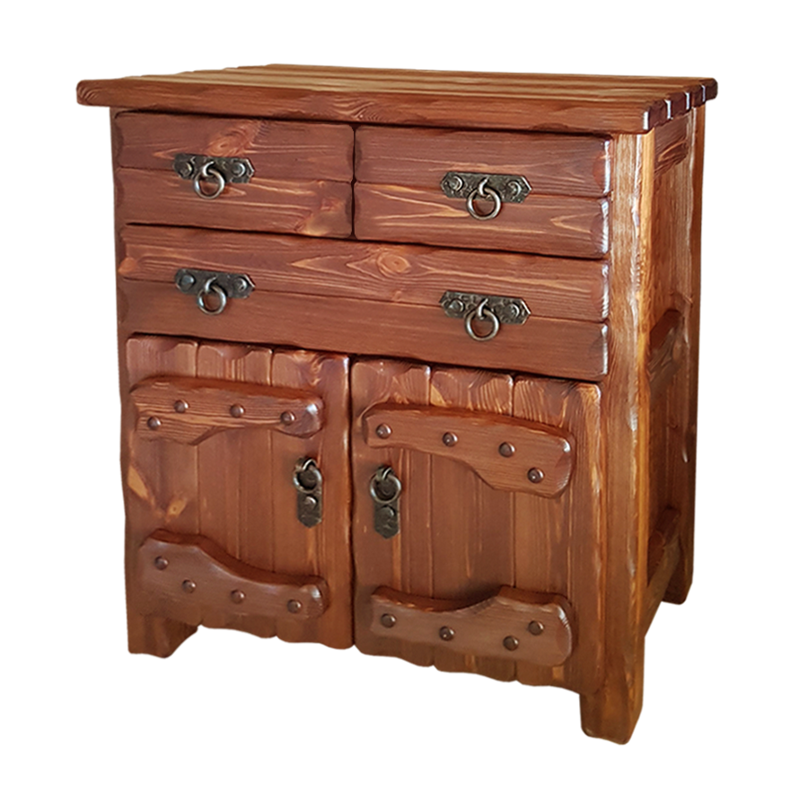 Комод деревянный с элементами ковки рианна "Барон 3" (3 ящика + 2 двери) 90*45*Н100 старый орех