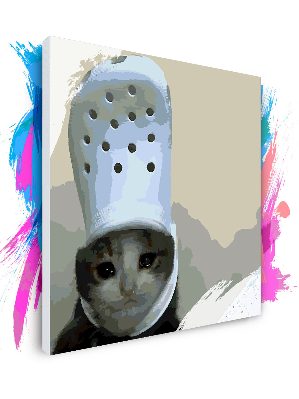 Картина по номерам на холсте Кот с тапком мем, 40 х 40 см