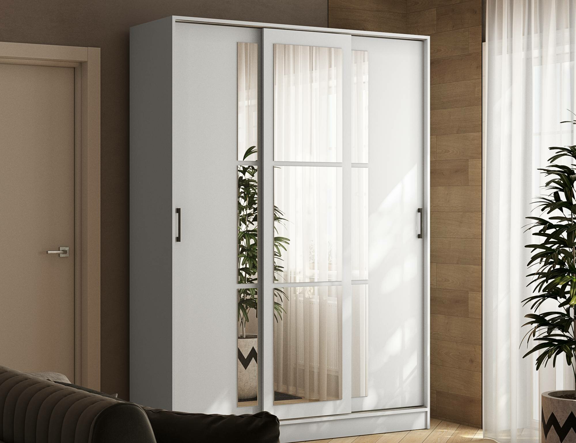 Шкаф-купе Стиль - 2 - высота 220 ширина 160 - цвет Белый Тэкс