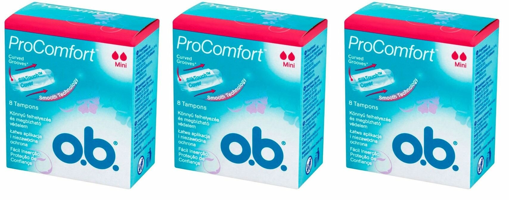 O.B. Тампоны Comfort мини, 8 шт, розовые, 3 уп.