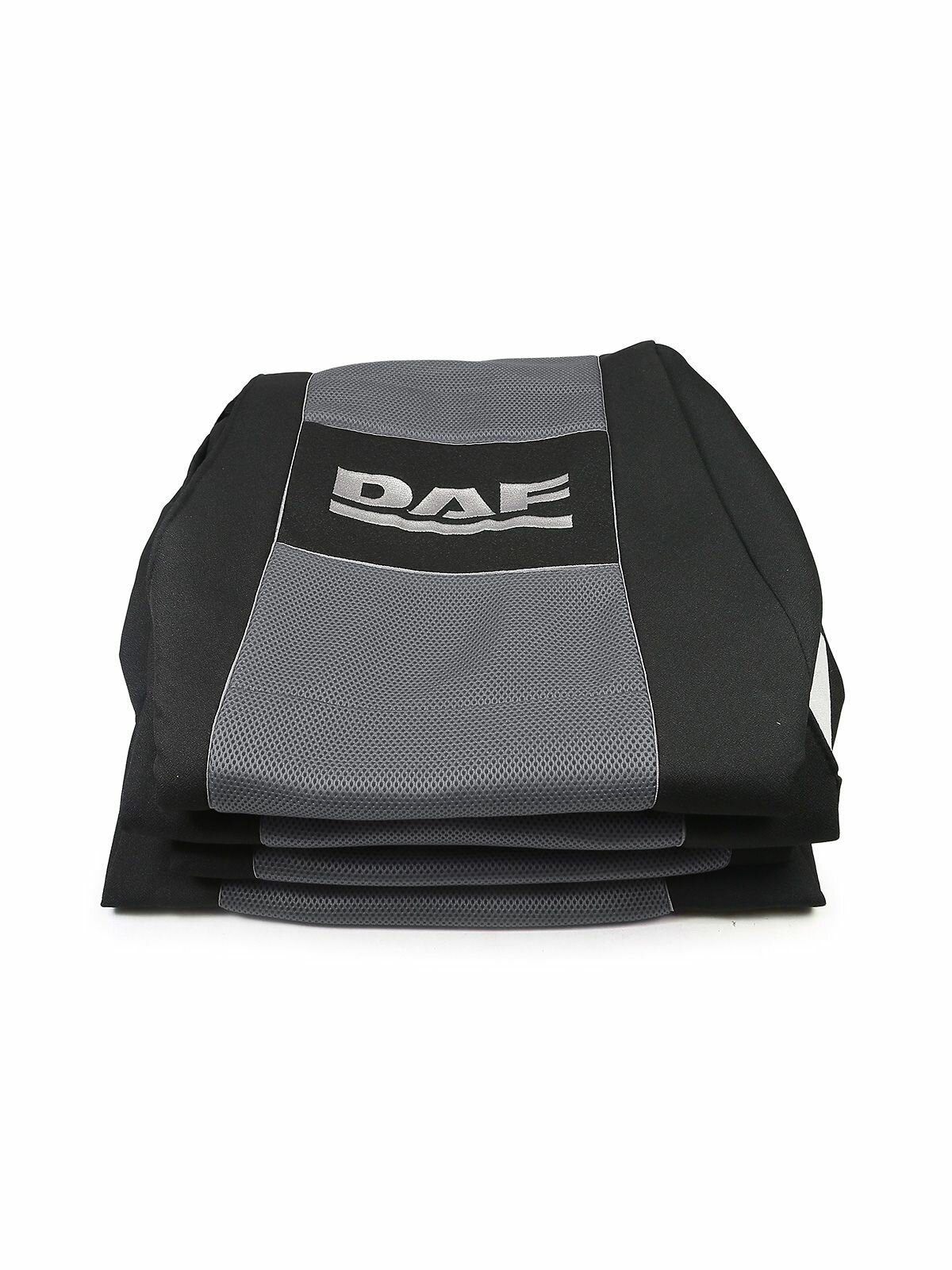 Чехлы на сиденья для грузовиков для DAF- XF95 / XF105 (2 ремня; 2 высоких сиденья). Ткань Жаккард. Вышивка. Сделано в России. (13585)