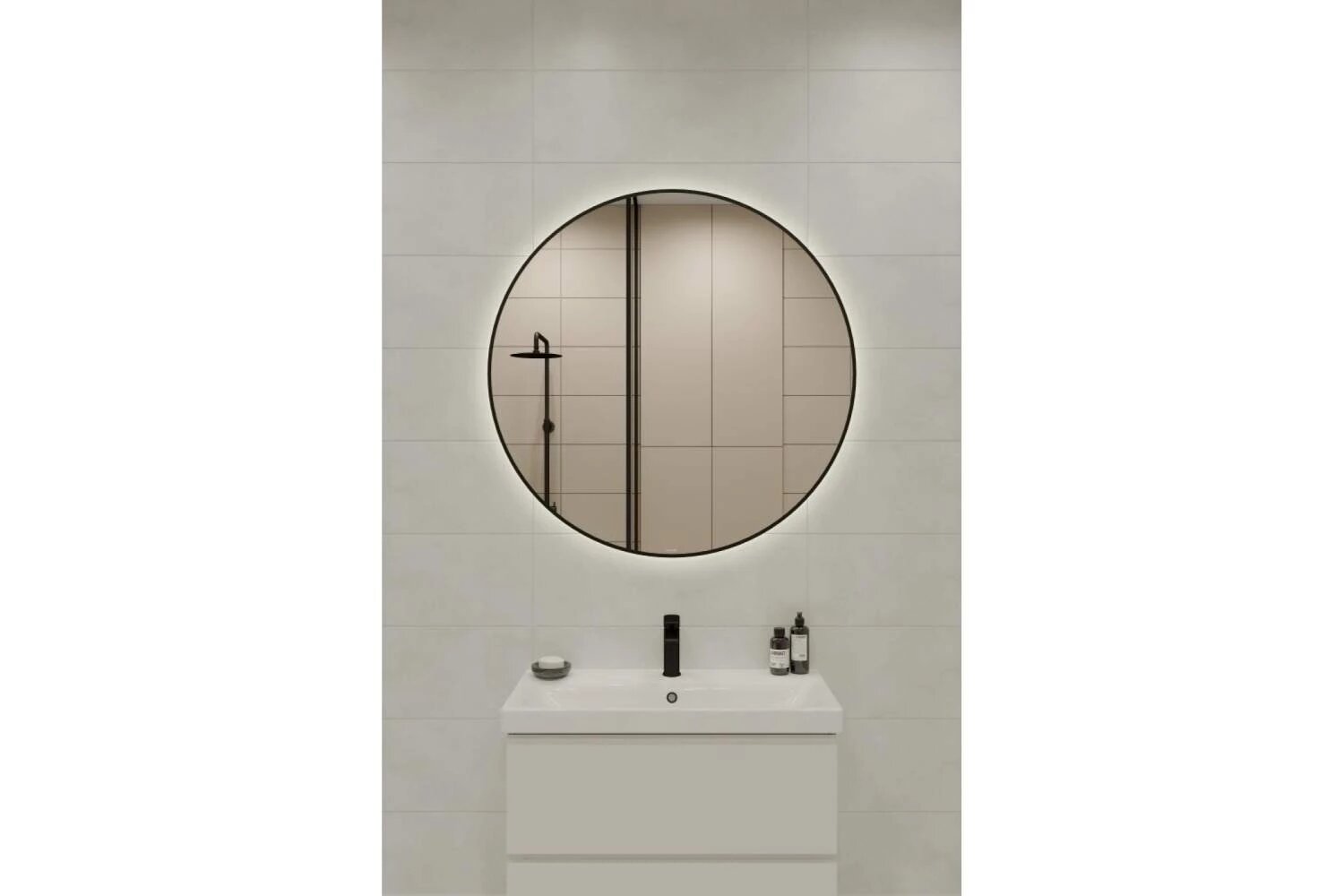 Зеркало Cersanit Eclipse 100 64149 с подсветкой Черное датчиком движения