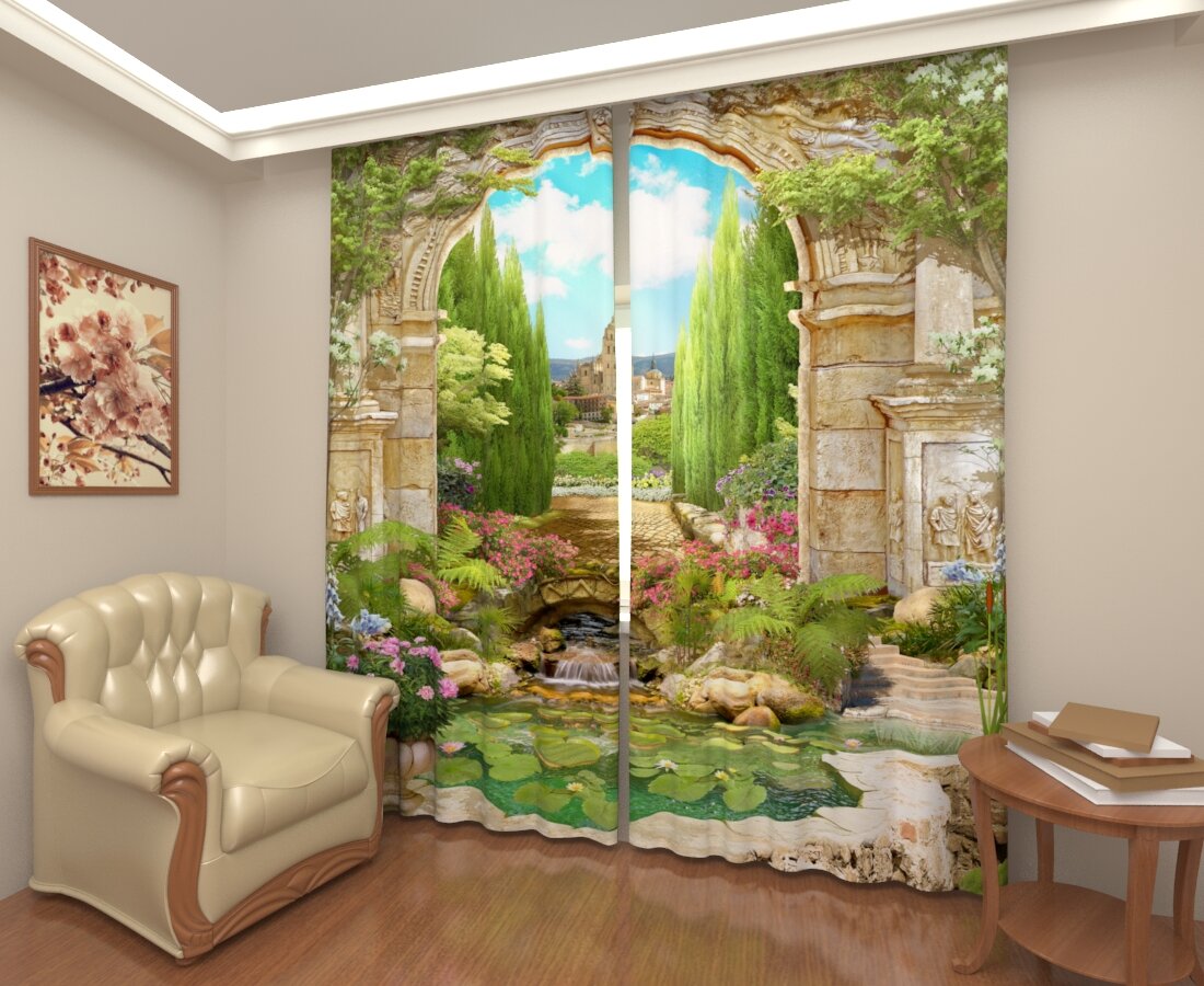 Фотошторы Арт Вид на дворец Габардин В: 260 см Ш: 2*145 = 290 см