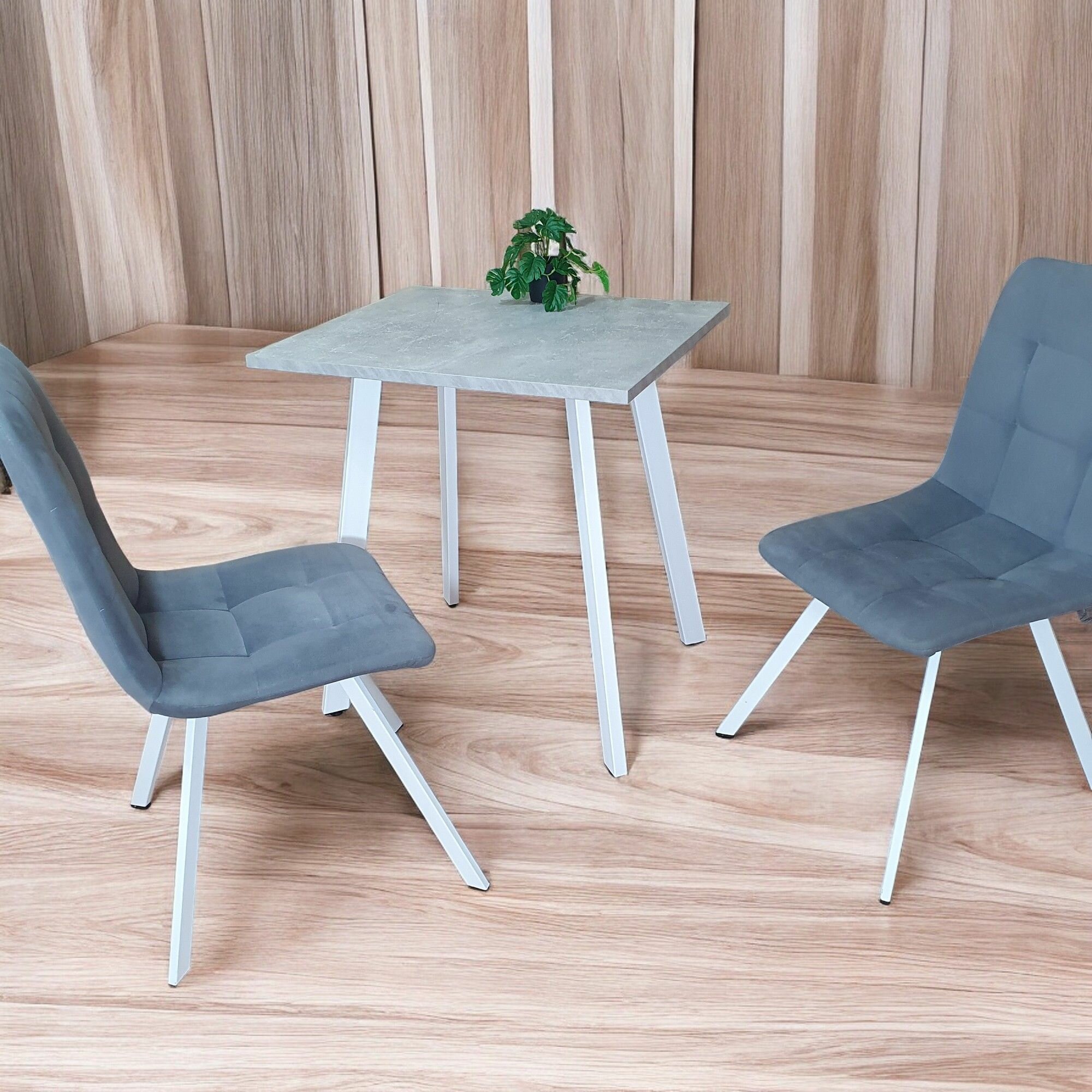 Стол обеденный Ник/ цвет столешницы Бетон Светлый, 70*60 см. Ножки ник белые.