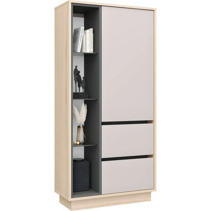 Шкаф пенал в гостиную «Лакки 5.1», 720×320×1500 мм, цвет туя светлая/кашемир