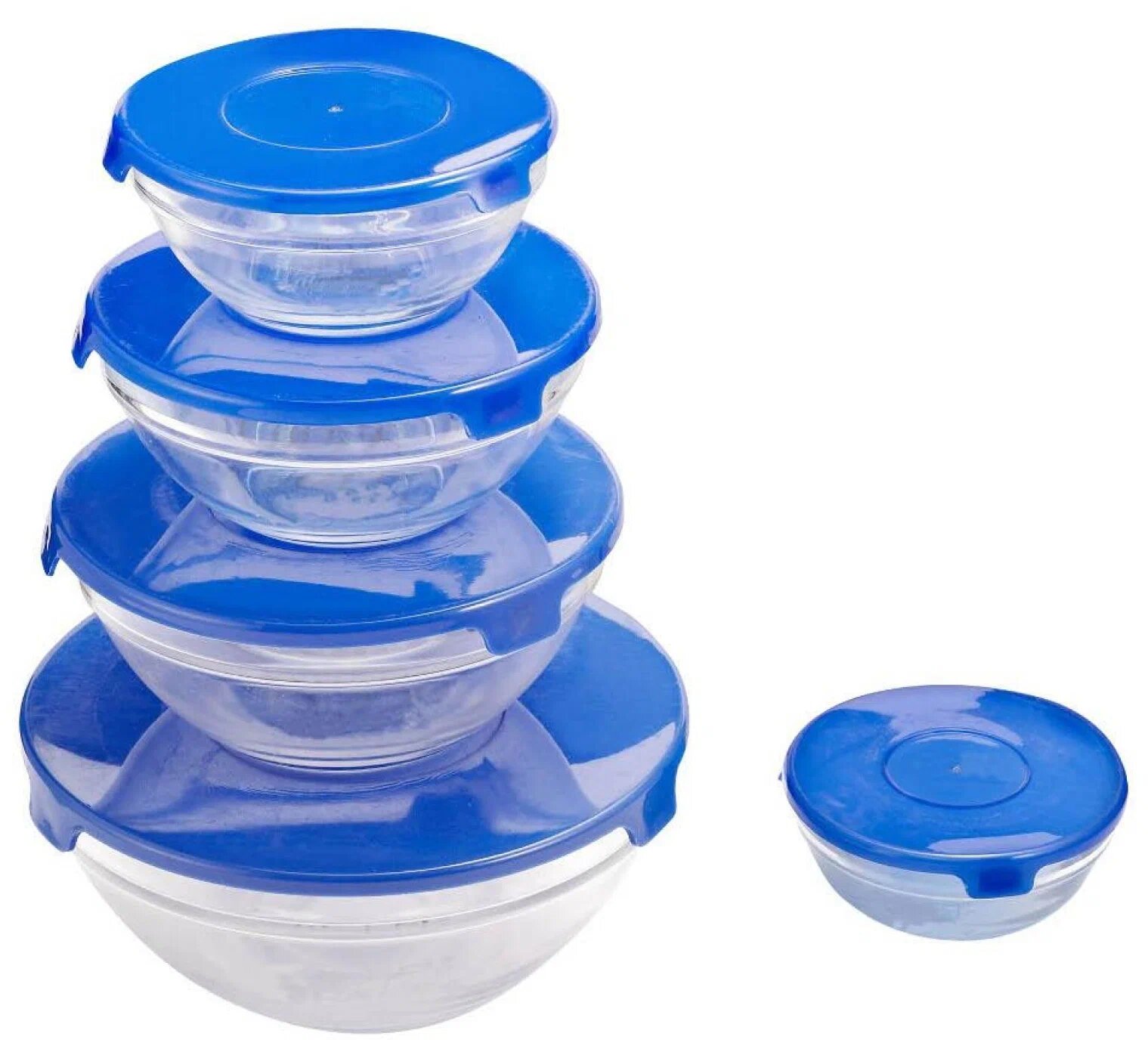 Салатники стеклянные с крышками, 5 шт, набор, мытье в посудомойке