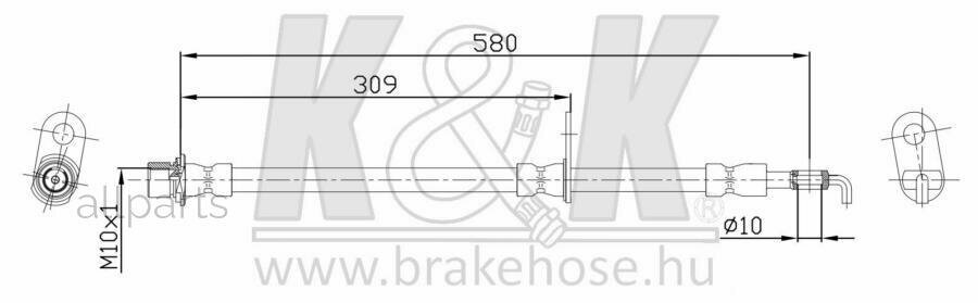 K&K FT0009 Шланг тормозной TOYOTA Corolla Verso (_E12J_) 1.4 VVTi 01.02-05.04