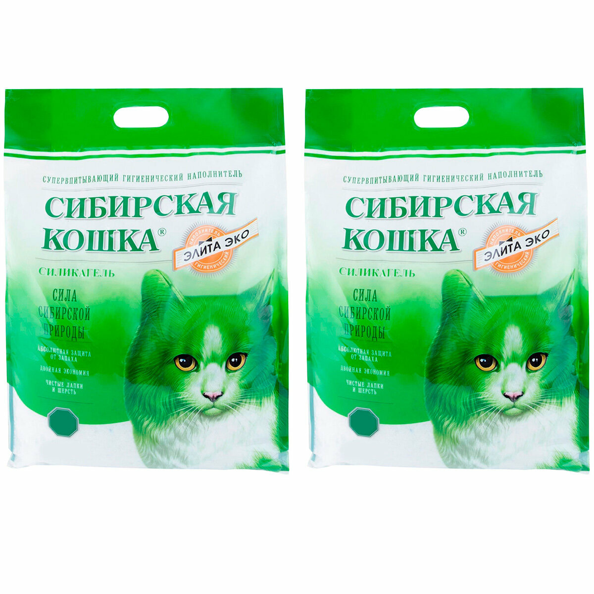 Сибирская кошка элитный ЭКО наполнитель силикагелевый для туалета кошек (8 + 8 л)