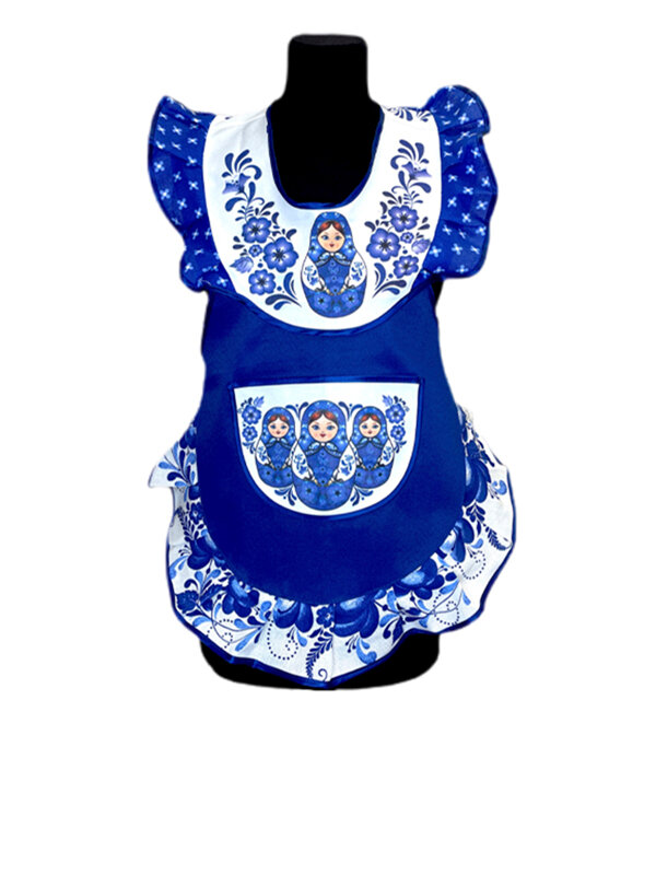 Фартук "Матрешка" детский (Цв: Синий-Белый )