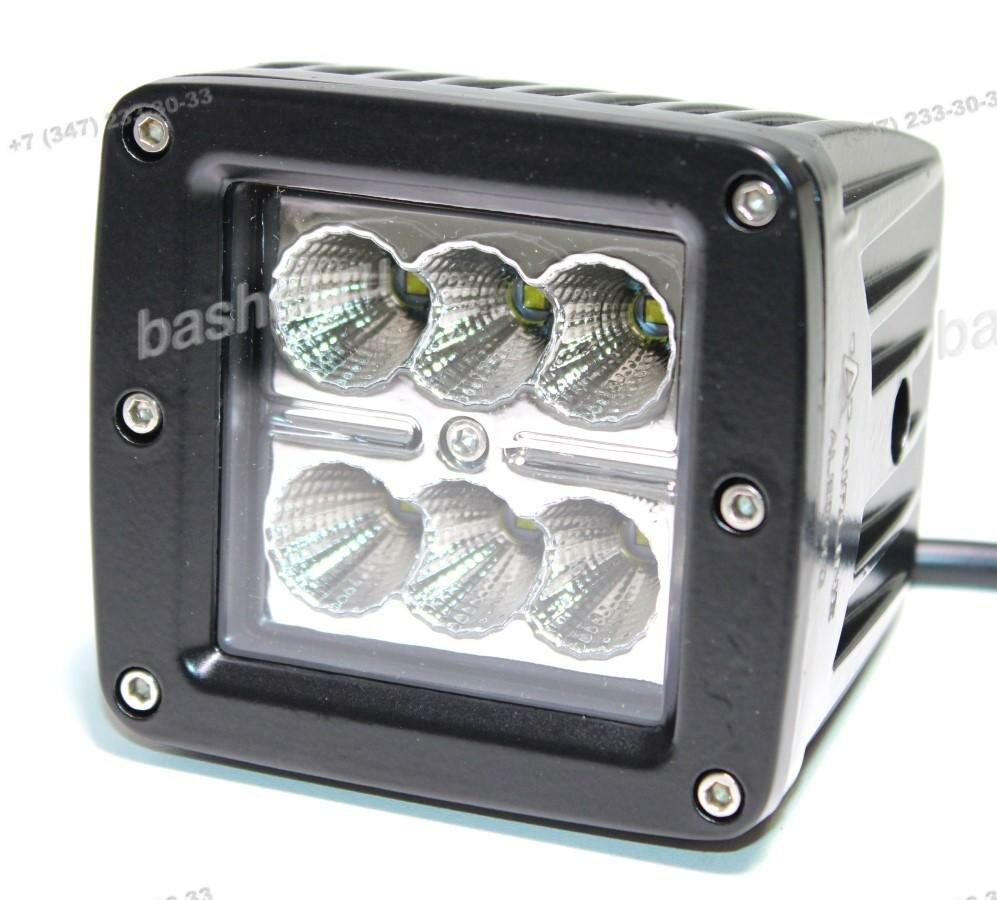 Фара светодиодная доп. Off-road ALED010 12-24V 18W 6 диодов, 1800LM 6500K 82х75х75 мм, рассеянный свет