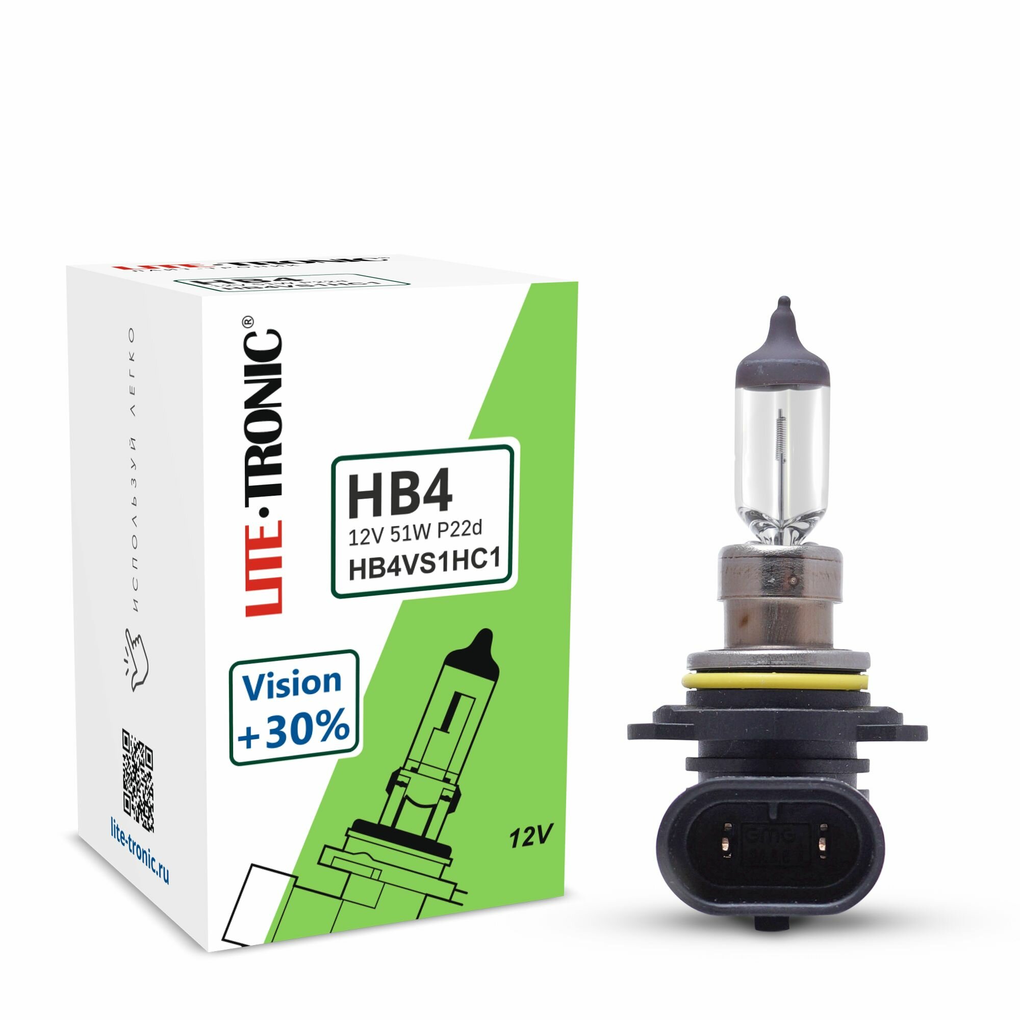 Галогенная лампа головного света HB4 Lite-Tronic Vision+30% 12V 51W