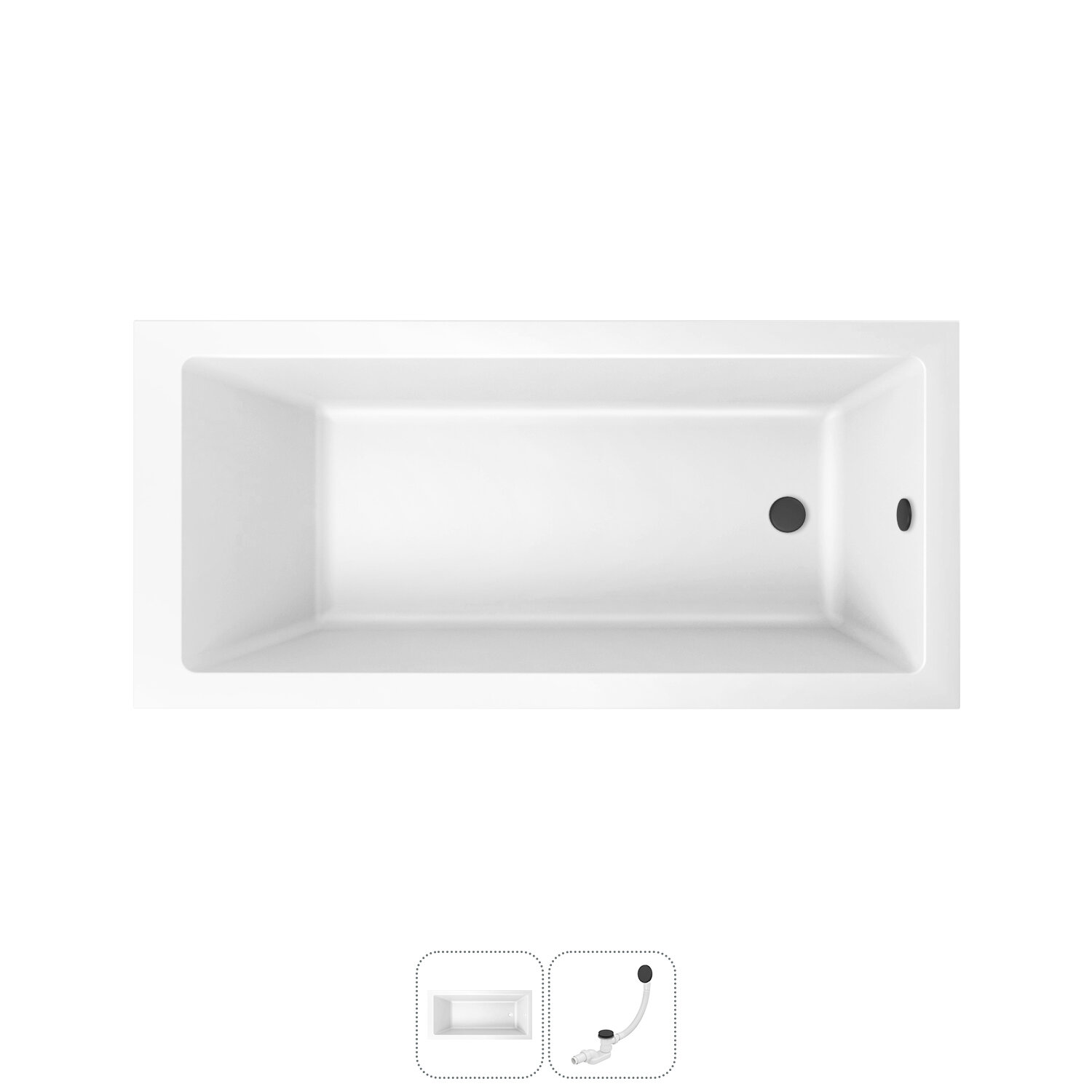 Акриловая ванна 170x80 Lavinia Boho Element 202010831 в наборе 2 в 1: прямоугольная ванна 170 x 80 см, слив-перелив