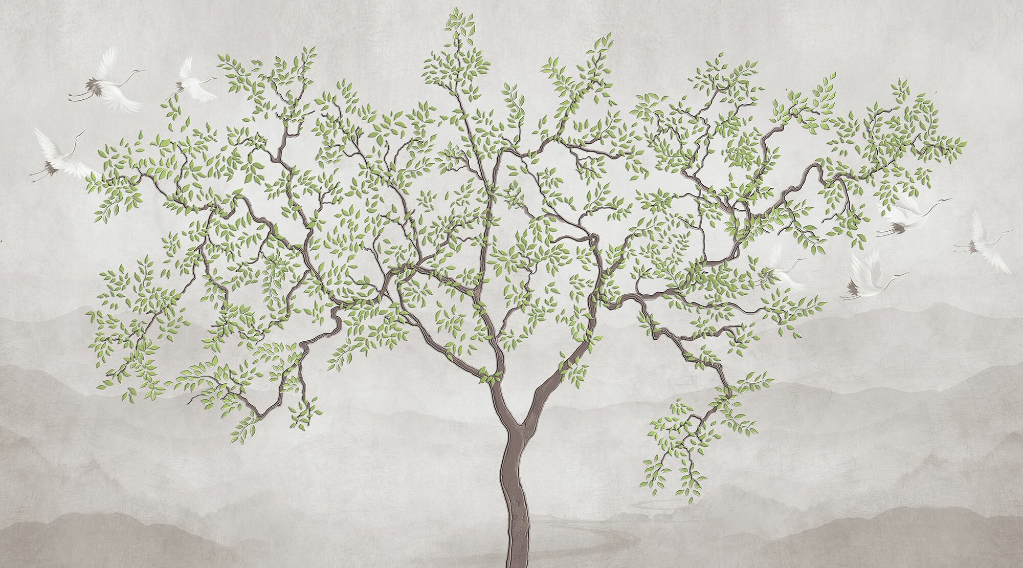 Фотообои Аисты у дерева 270х530 см