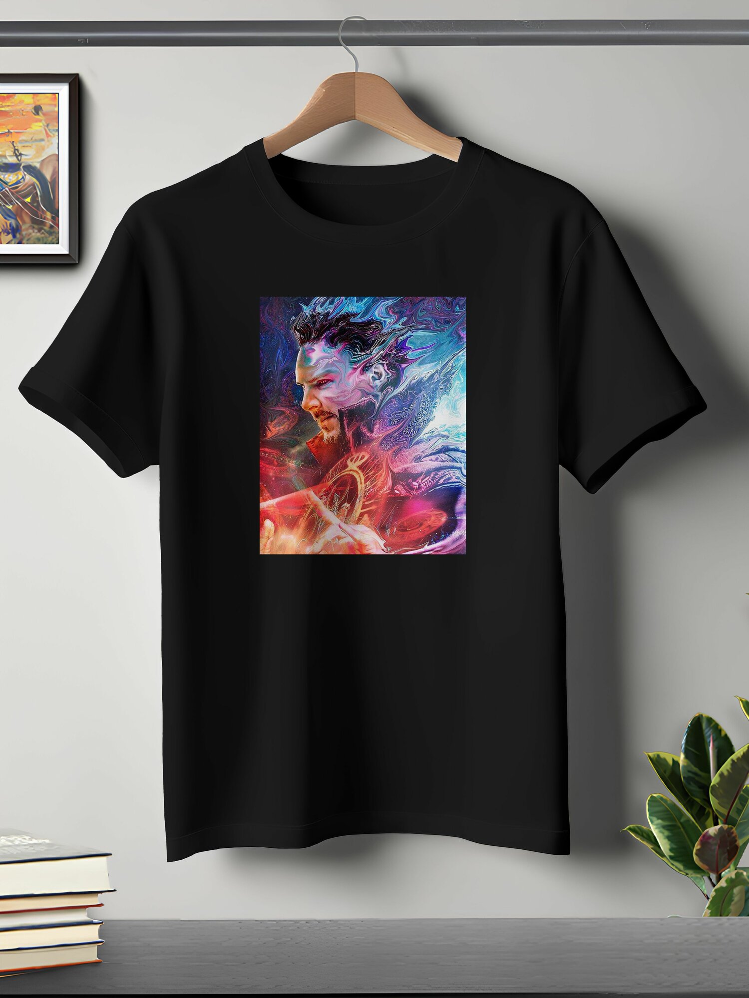 Футболка ONEQ унисекс 44-46 (S) размер с принтом Доктор Стрейнж, черная