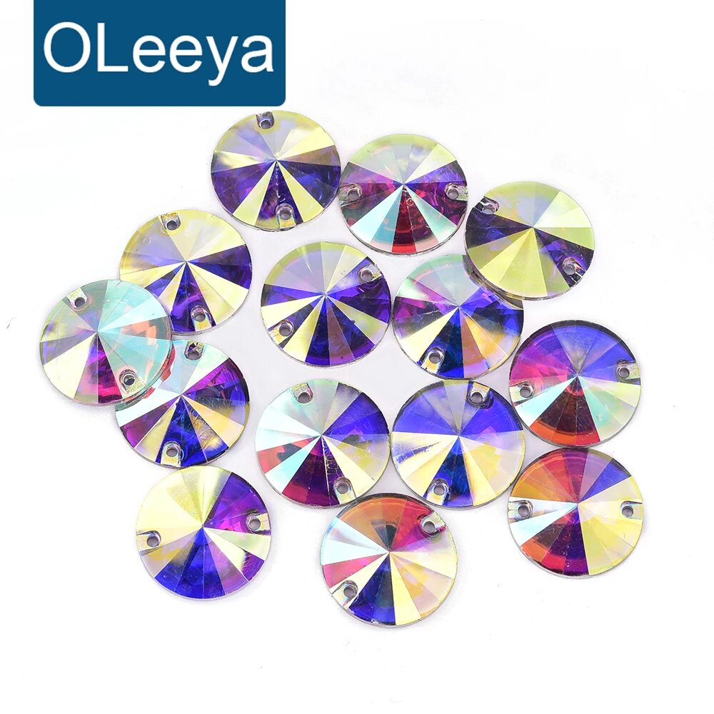 Круглые стразы из смолы Oleeya CrystalAB 8-22 мм