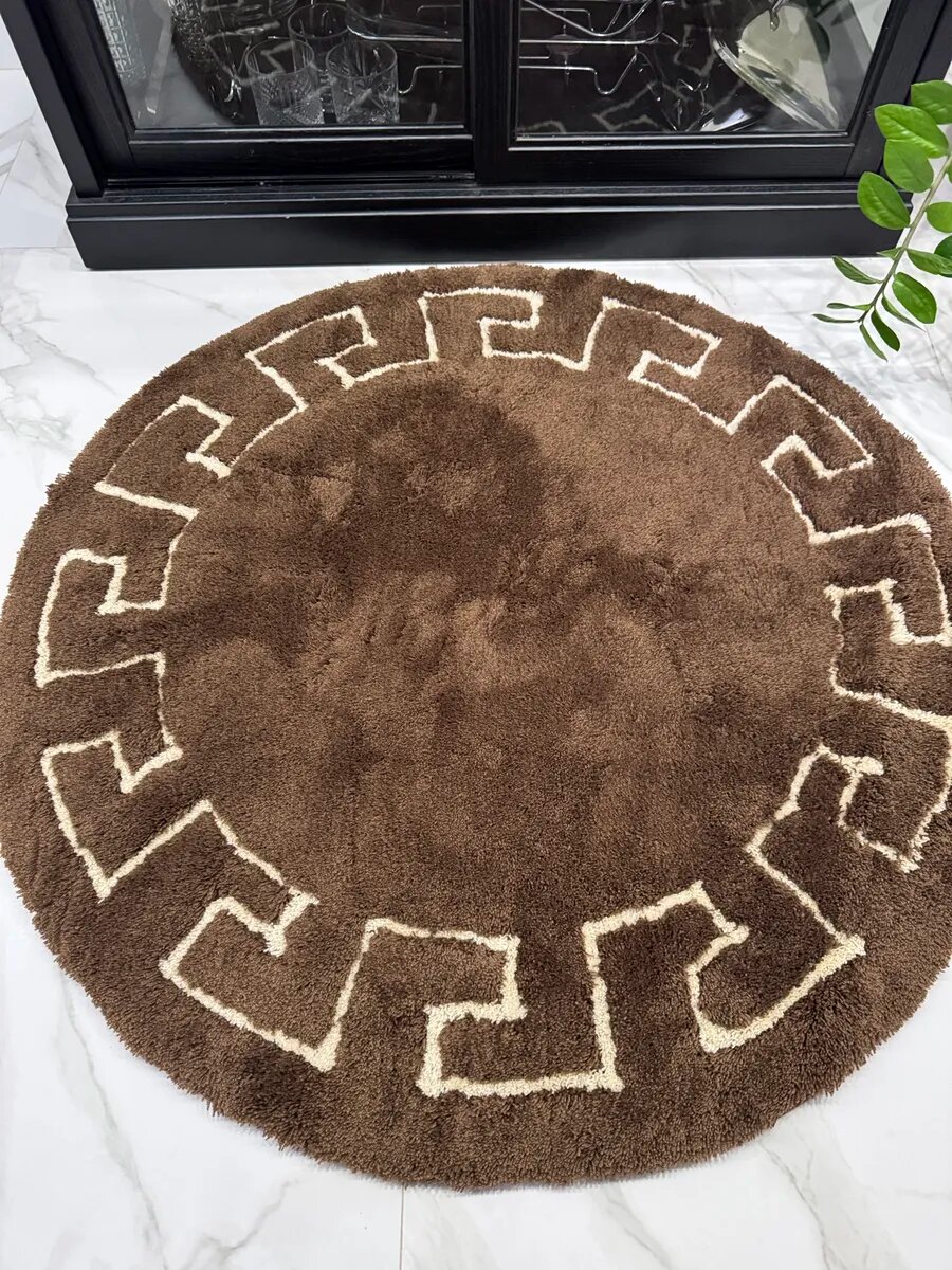 Коврик Natali's Carpets, для ванной/туалета, 100x100см, круглый, нескользящий, коричневый