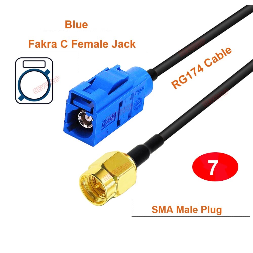 BWVOTOP RG174 кабель Fakra C - SMA 10-20 м