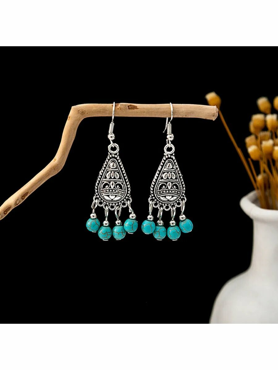 Серьги, эмаль, бирюза синтетическая