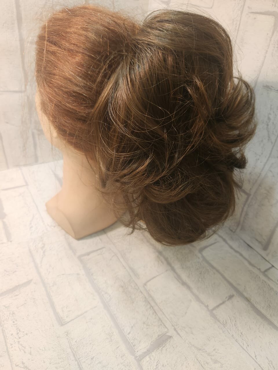 Двухсторонний хвост-шиньон перевертыш, крепление на крабе, цвет Темно-Русый