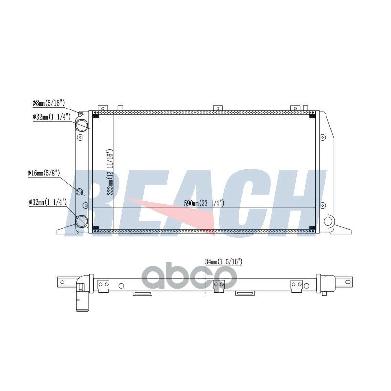 Радиатор системы охлаждения AUDI 80-90, 1986- REACH арт. 14022375534