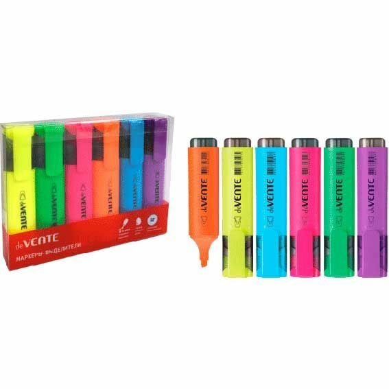Текстмаркеры deVENTE плоский корпус, 6 цветов, 1-5 мм, скошенные (5045215)