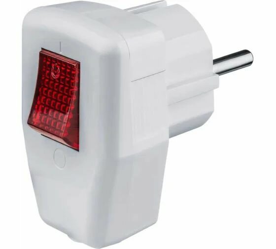 Угловая вилка с выключателем Navigator NCA-PL05-16A-ESC-WH с заземлением, белая 61364
