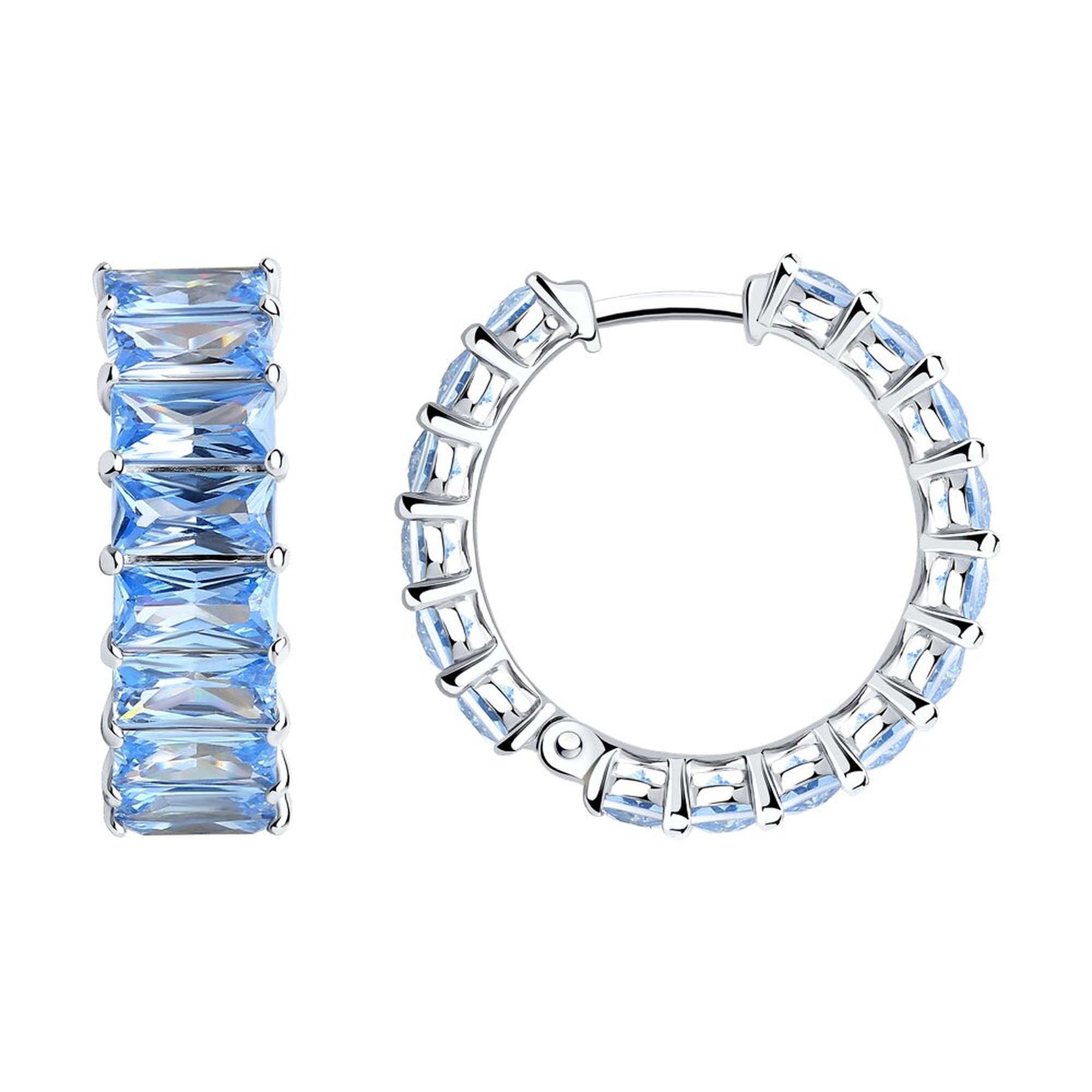 Серьги, серебро, 925 проба, родирование, фианит