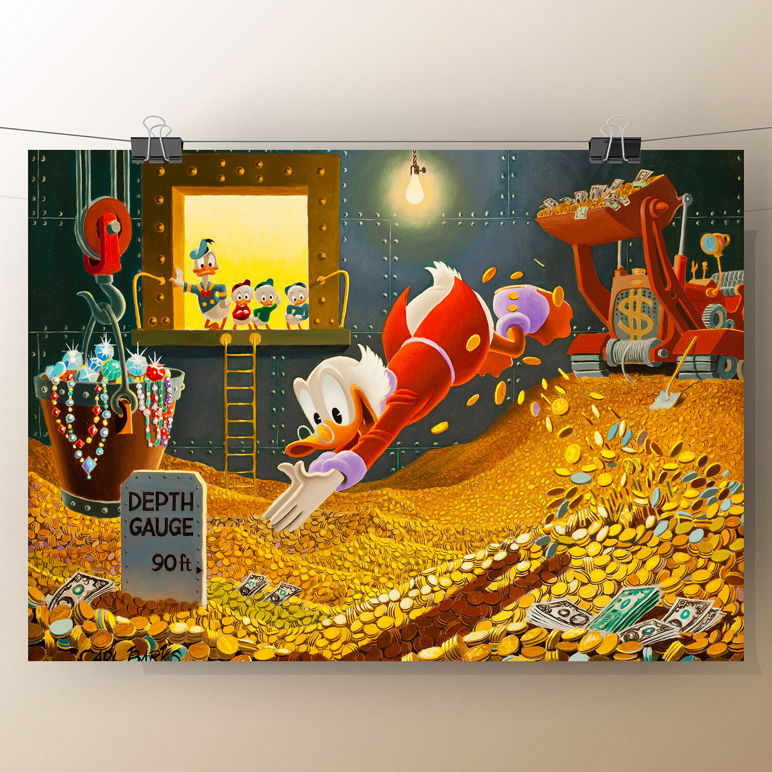 Постер Скрудж Макдак 50х70 см без рамы/ Мотивация, денежная картина/ Доллары деньги/ Плакат для интерьера дома, офиса/ Декор на стену