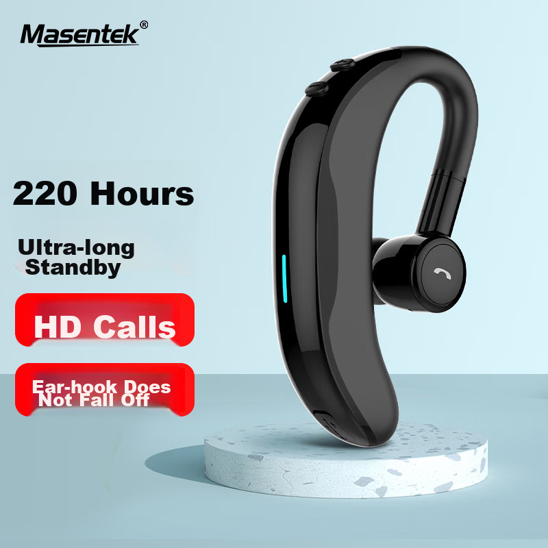 Masentek F600 Wireless Bluetooth Earphones, Single Ear In-Ear Or Ear-Hook Style, Ultra-Long Battery Life, for Sports, Running, Driving, Hands-Free Calls, Compatible with Apple, Huawei, Xiaomi Phones And Computers, Black
