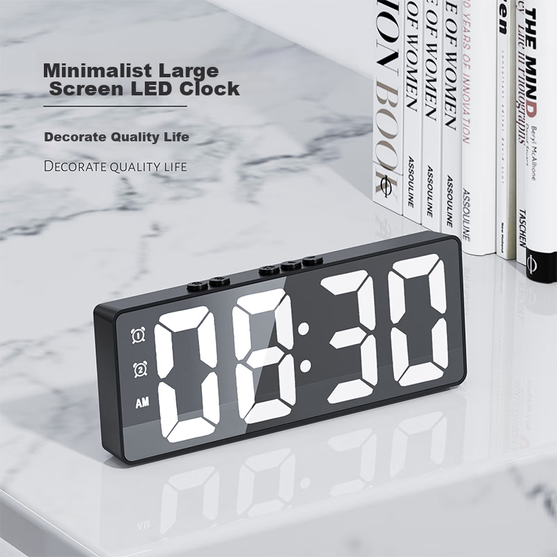 Compas Creative LED Large Screen Clock, Luminous Electronic Alarm Clock for Living Room, Bedroom, Desk, Student Alarm Clock, 810 Black
