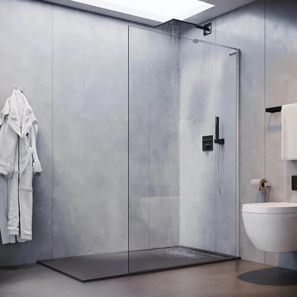 Душевая перегородка Veconi Korato KR77-80-01-C8 80 см, профиль хром, стекло прозрачное