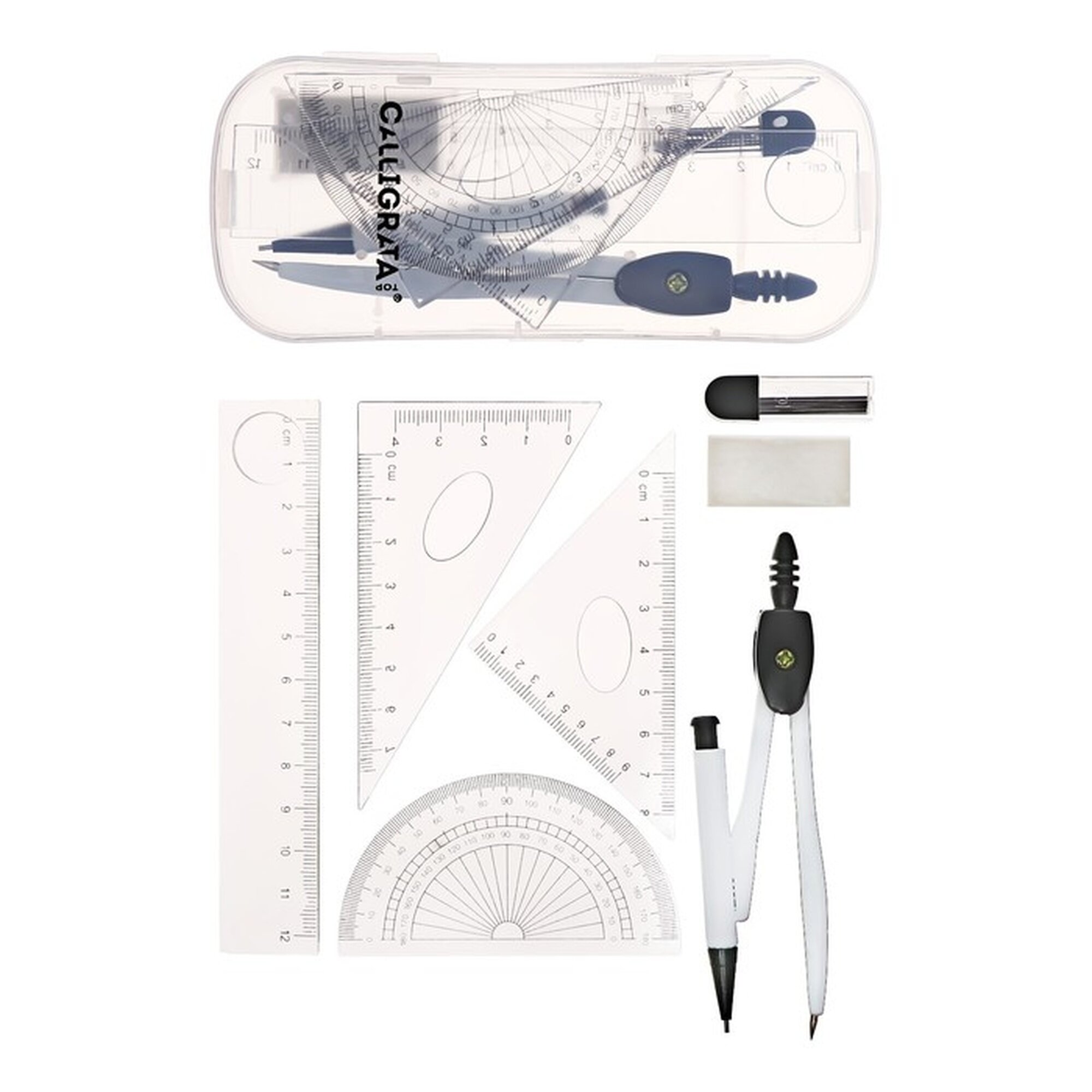 Циркуль Calligrata, металлический, 120мм, в пенале, с механическим карандашом
