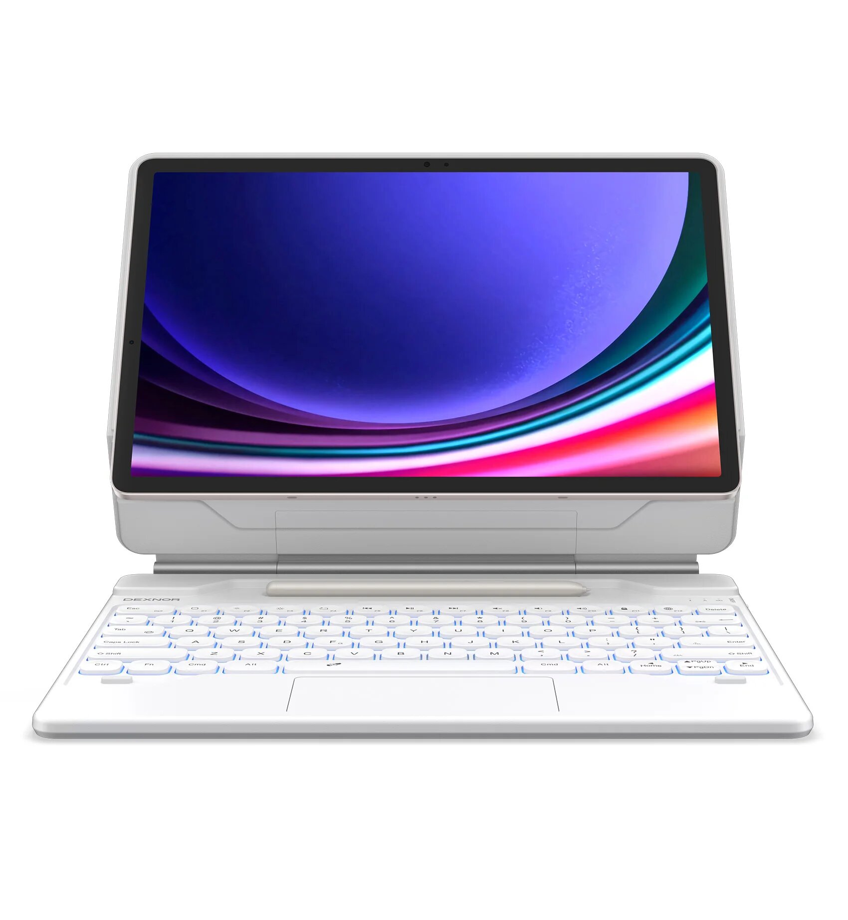 DEXNOR Магнитная клавиатура для Samsung Galaxy Tab S9 FE+/S8+/S7+/S7 FE White Keyboard Case
