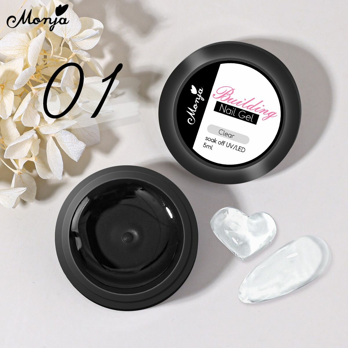 Клей для ногтей, Гель-слайм для крепления гелевых типс, страз и дизайна, клей для типс, база для экспресс наращивания, Monja