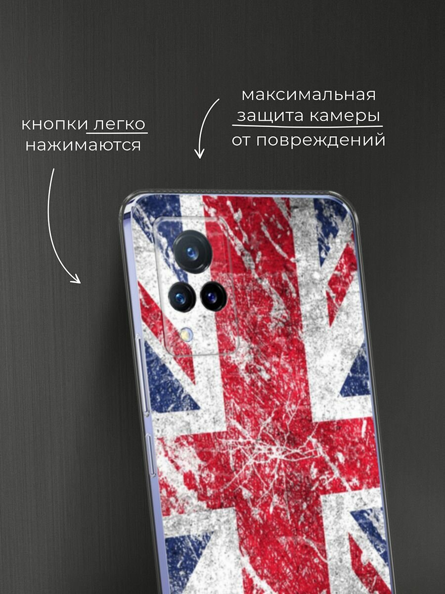 Силиконовый чехол на Vivo V21 / Виво V21 с принтом "Флаг британский" — фото 1