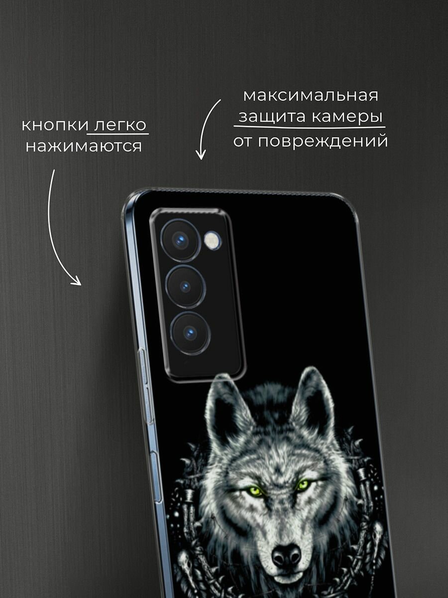 Чехол на Tecno Camon 18P / Техно Камон 18Р с принтом "Волк оберег" — фото 1