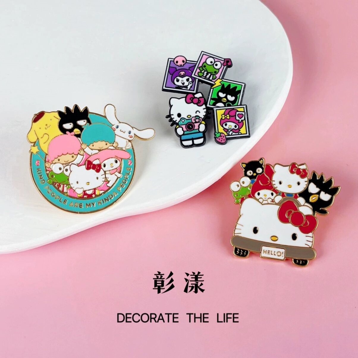 MINISO Металлический значок Sanrio, мультяшный милый Hello Kitty, брошь с изображением собаки с корицей, украшение для детской сумки