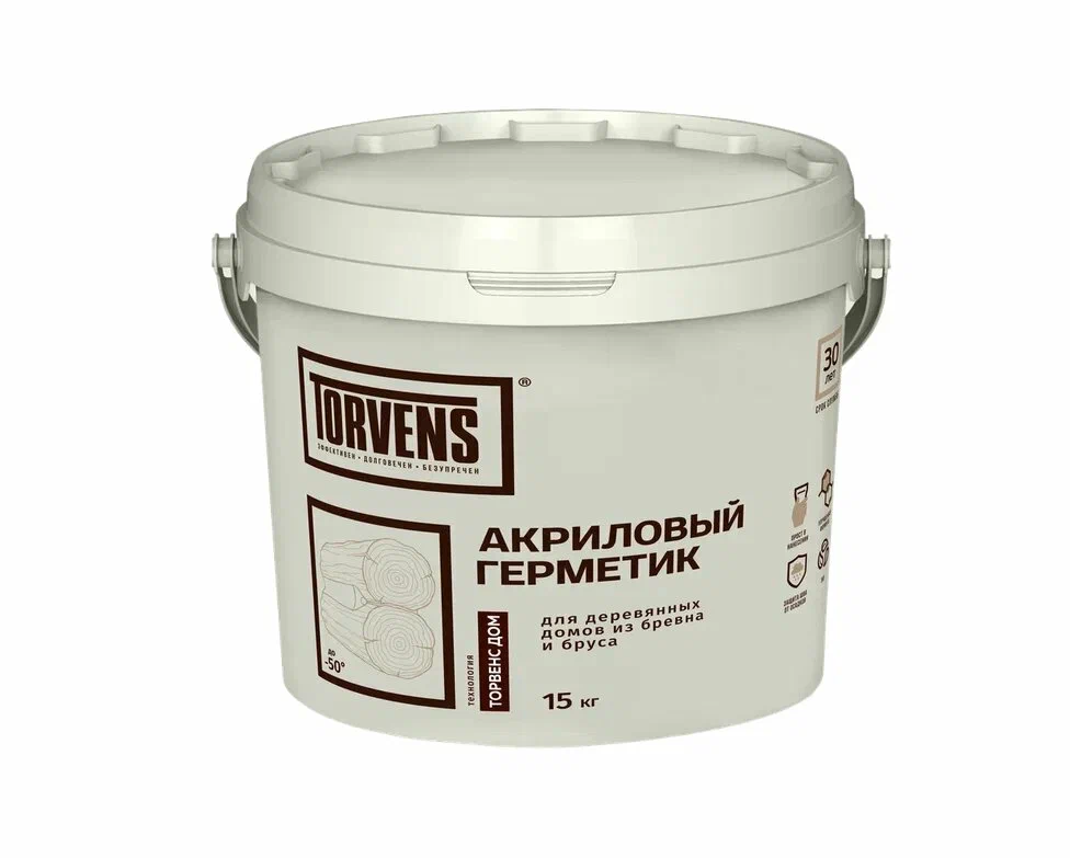 Герметик для Дерева Torvens 15кг Медовый, Акриловый, Эластичный, Эффективная Теплоизоляция / Торвинс.