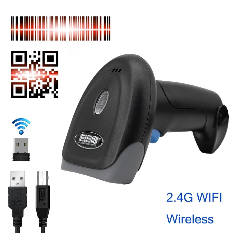 Беспроводной сканер штрих-кодов SYCREADER 2.4G WiFi, черный