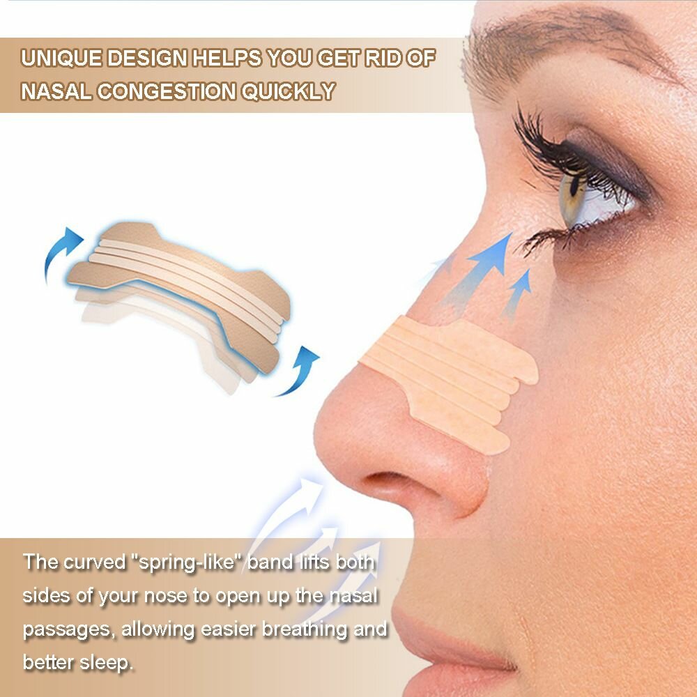 Полоски для носа для облегчения дыхания Назальные пластыри против храпа и заложенности носа