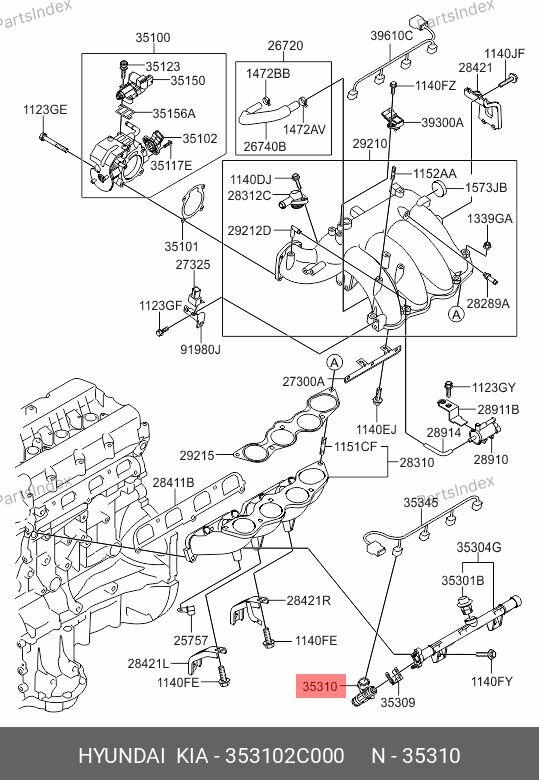 Топливная форсунка, HYUNDAI/KIA/MOBIS 353102C000