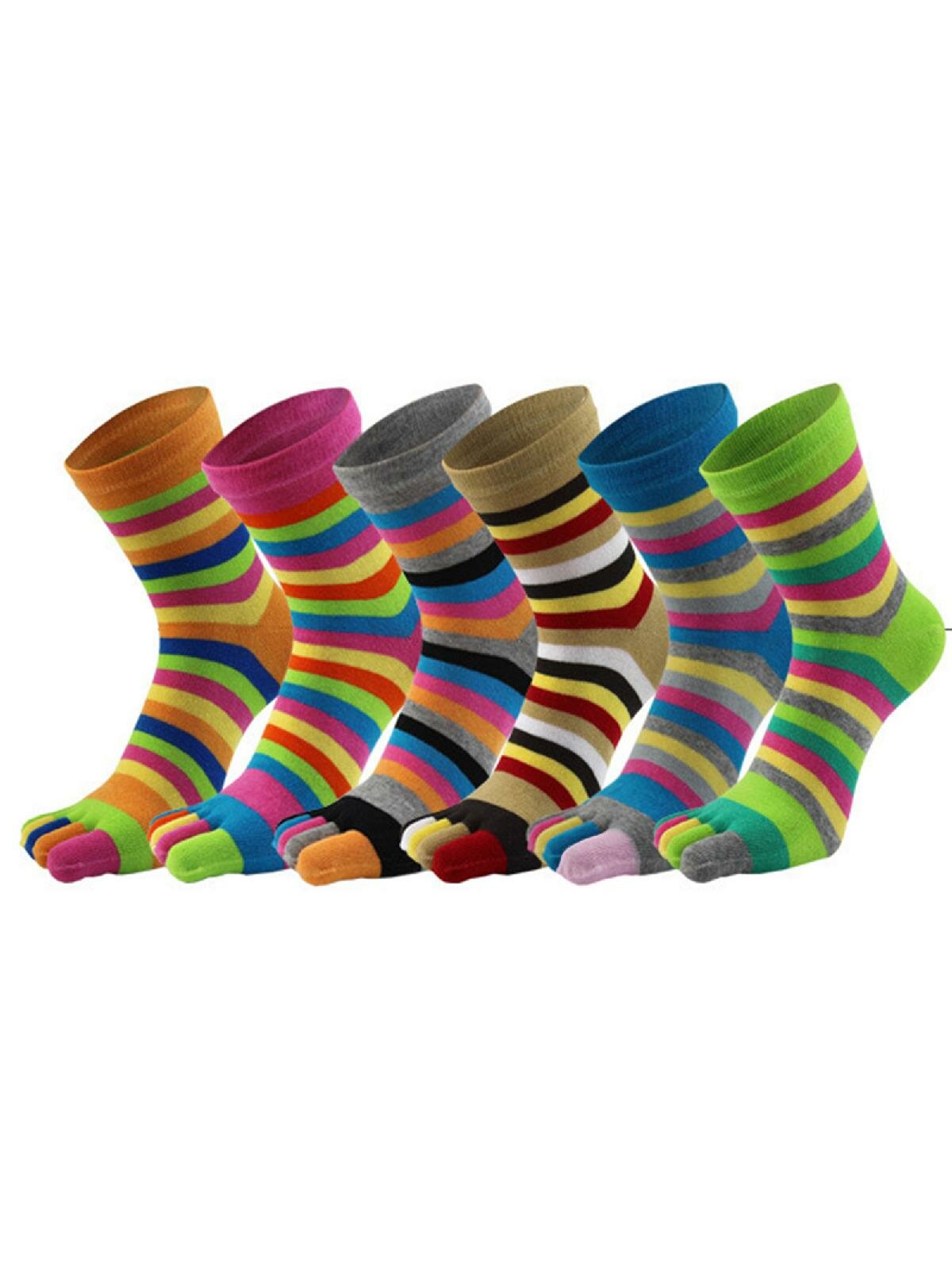 6 пар хлопчатобумажных носков, женских носков, носков с пятью пальцами