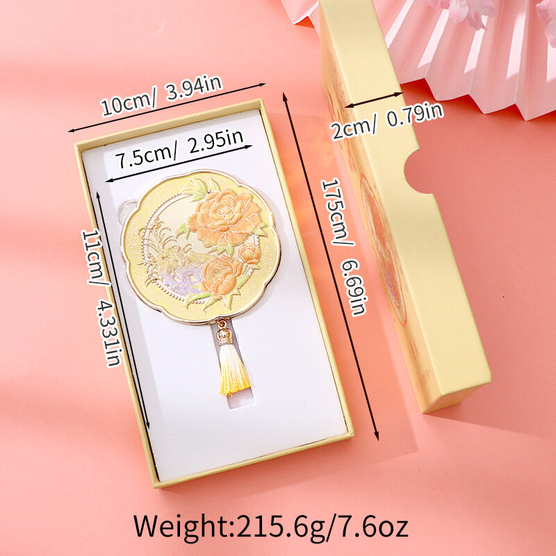 Складное зеркало для макияжа, новый китайский стиль, металлическое зеркало с пионами, культурное креативное зеркало, портативное зеркало для путешествий, местный специальный подарок